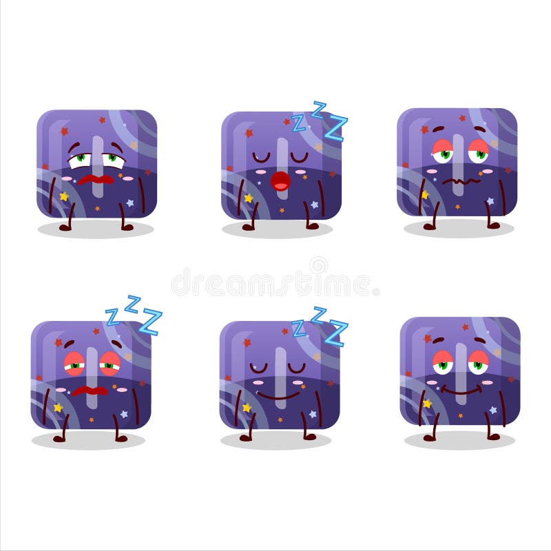 Cartoon Character of Purple Gummy Candy I with Sleepy Expression Stock ...