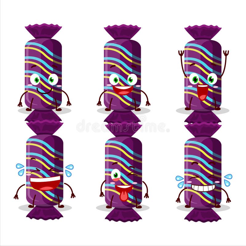 Cartoon Character of Purple Long Candy Package with Smile Expression ...