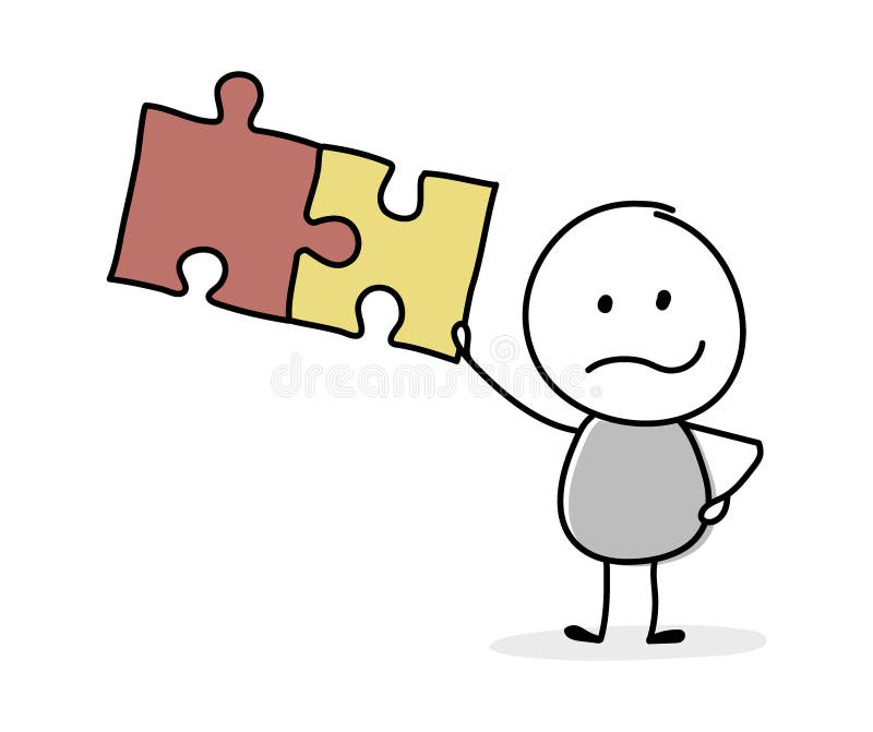 Cartoon Character with Puzzles. Business Concept Stock Vector ...