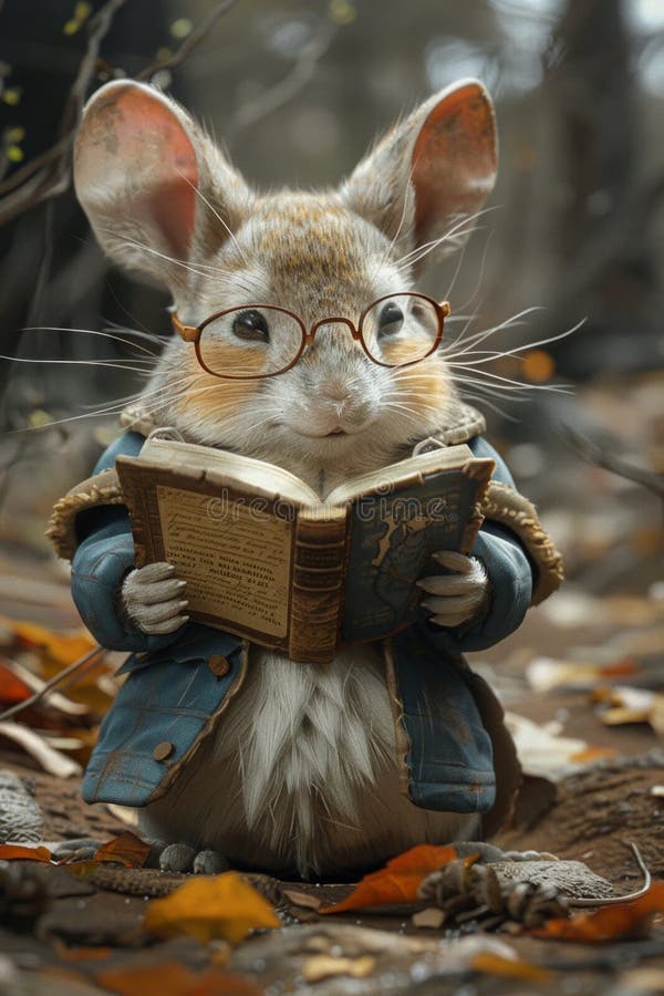 A Cartoon Character of a Rabbit with a Book in His Hands. 3d ...