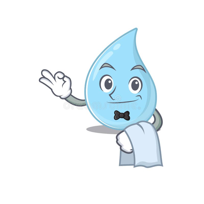 A Cartoon Character of Raindrop Waiter Working in the Restaurant Stock ...