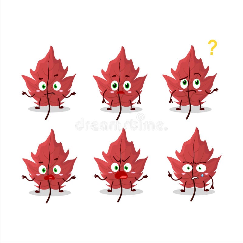 Cartoon Character of Red Autumn Leaf with What Expression Stock Vector ...