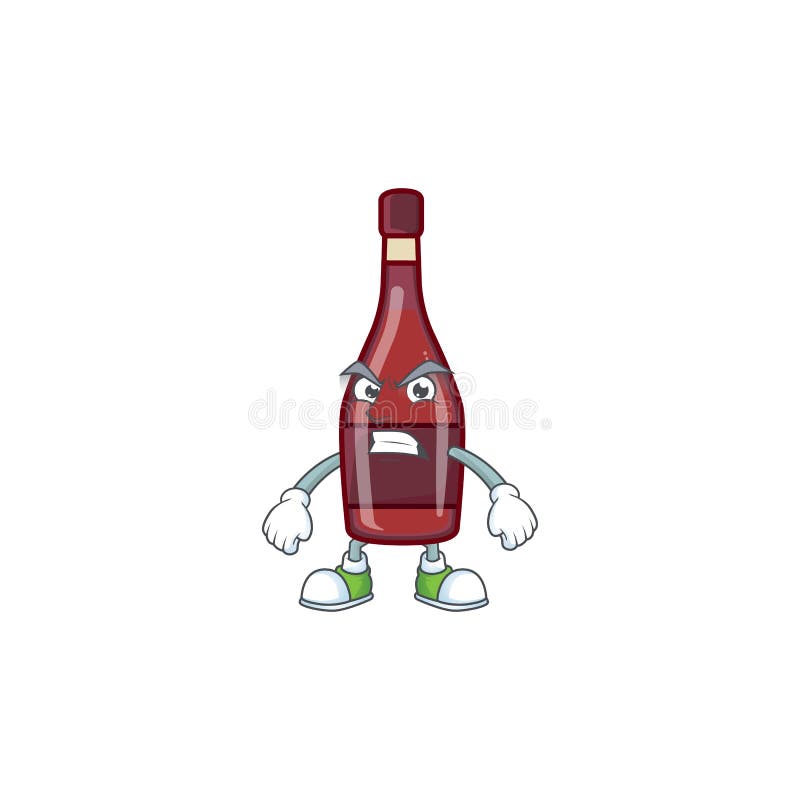 Cartoon Character of Red Bottle Wine with Angry Face Stock Vector ...