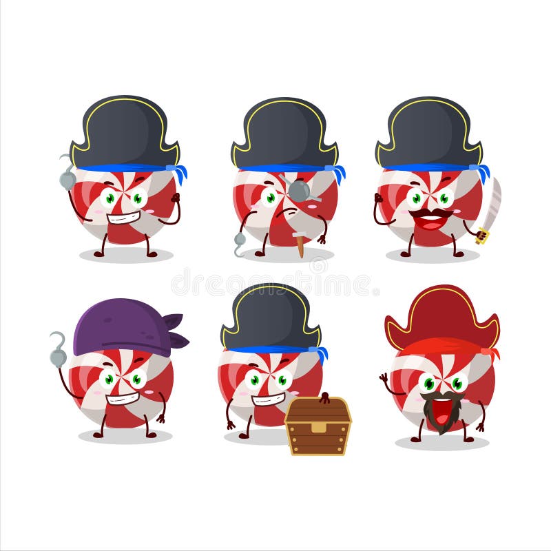 Cartoon Character of Red Candy with Various Pirates Emoticons Stock ...