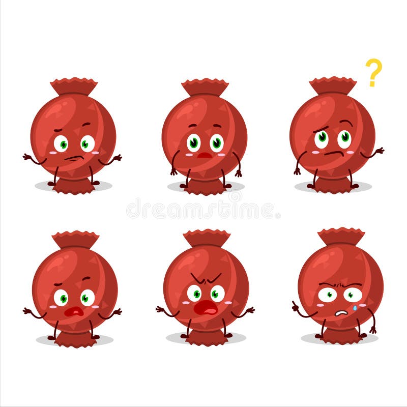 Cartoon Character of Red Candy Wrap with What Expression Stock Vector ...