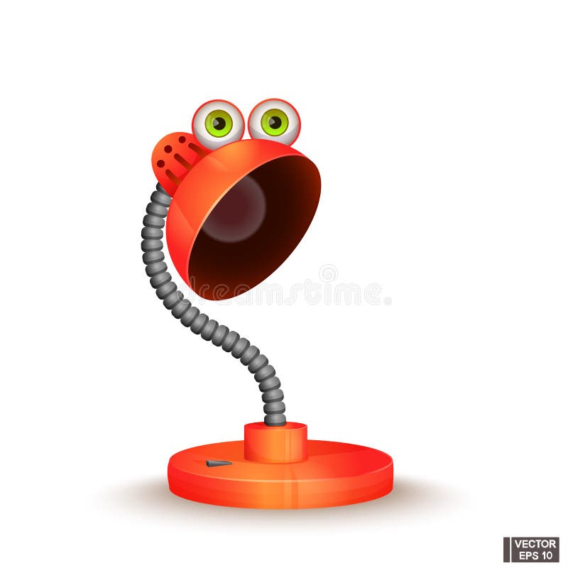 Cartoon Character Red Color Table Lamp Off Stock Vector - Illustration ...