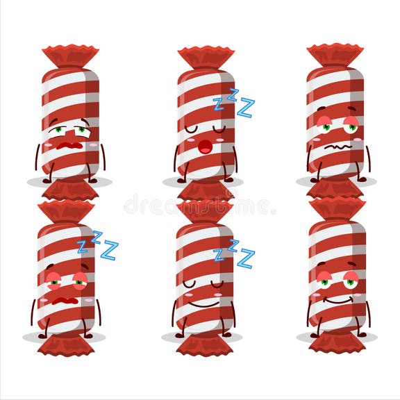 Cartoon Character of Red Long Candy Package with Sleepy Expression ...