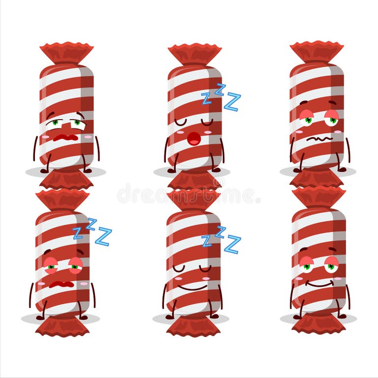 Cartoon Character of Red Long Candy Package with Sleepy Expression ...