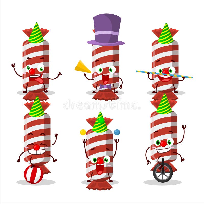 Cartoon Character of Red Long Candy Package with Various Circus Shows ...