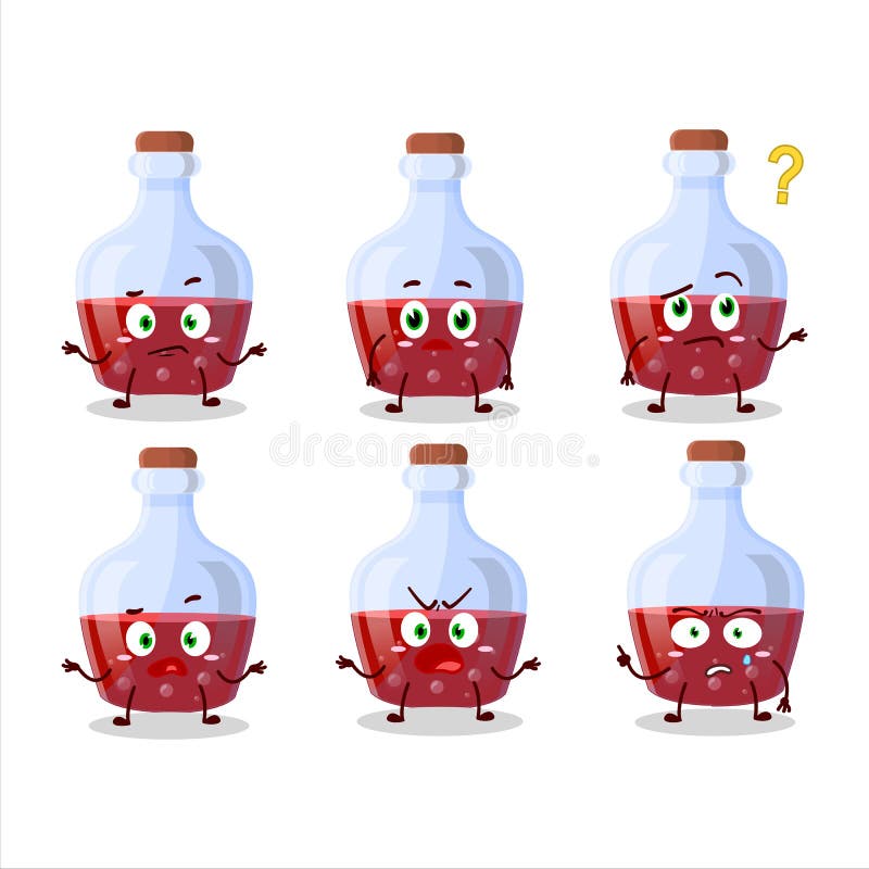 Red Magic Potion Cartoon Character with Love Cute Emoticon Stock ...