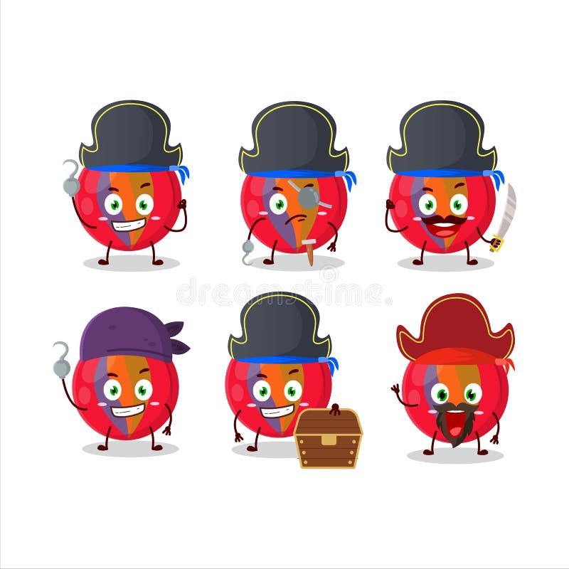 Cartoon Character of Red Marbles with Various Pirates Emoticons Stock ...