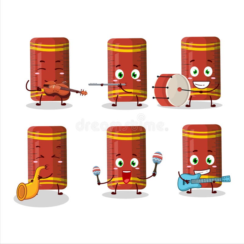 Cartoon Character of Red Ruler Playing Some Musical Instruments Stock ...