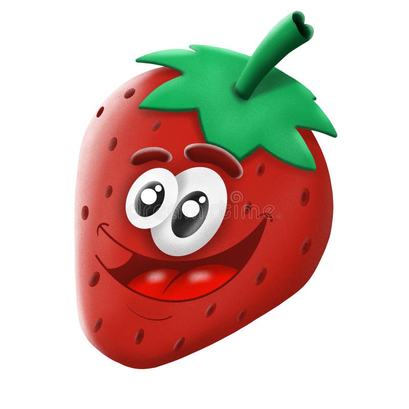 Cartoon Character Red Strawberry Berry on White Background ...