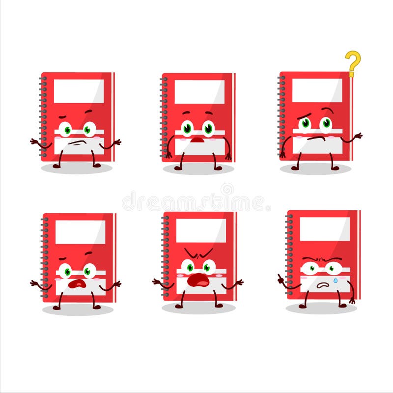 Cartoon Character of Red Study Book with What Expression Stock Vector ...