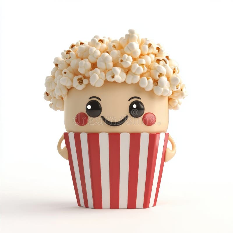 A Cartoon Character with a Red and White Striped Container Holding ...