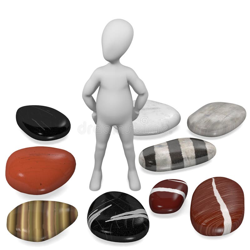 Cartoon Character with River Stones Stock Illustration - Illustration ...