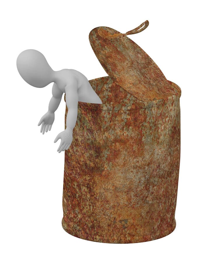 Cartoon Character in Rusty Can Stock Illustration - Illustration of ...