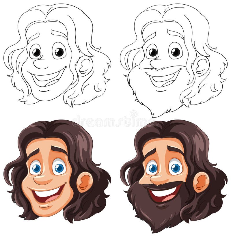 A Cartoon Character S Face , Two Color and Two Outline Stock Vector ...