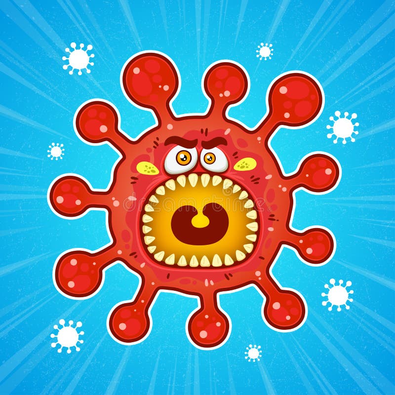 Scary Virus Cell in Christmas Hat Character Stock Vector - Illustration ...