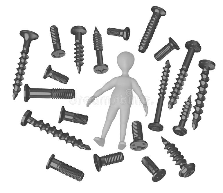 Cartoon Character with Screws Stock Illustration - Illustration of ...