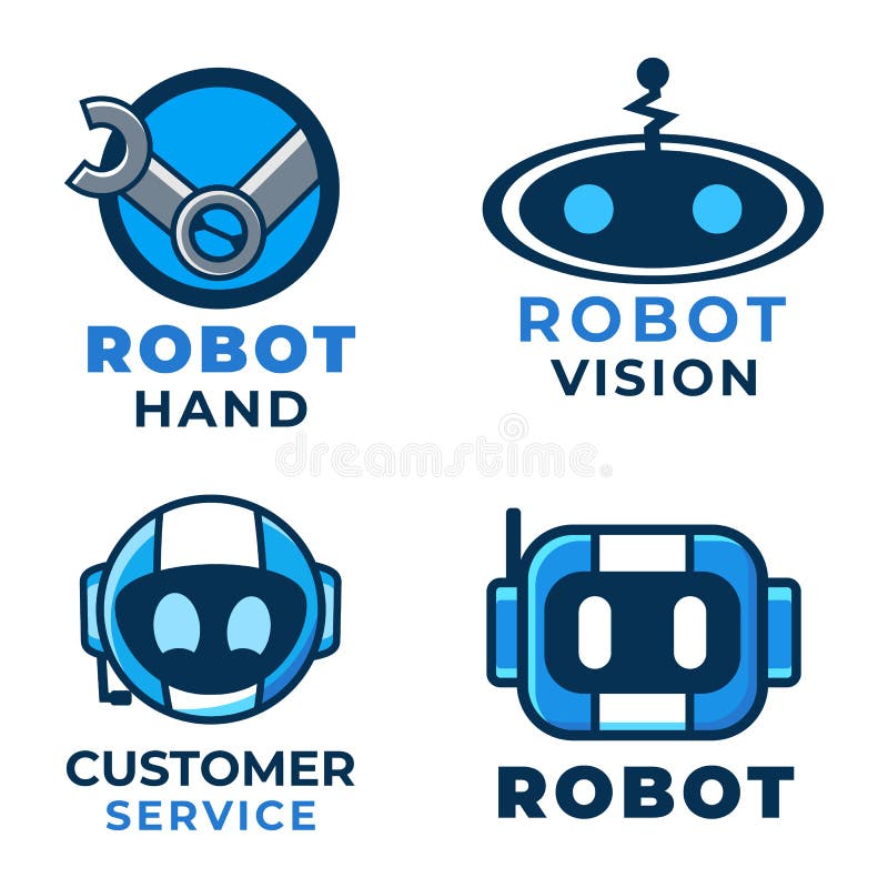 Fun Robot Machine Mascot Logo Design Stock Vector - Illustration of ...