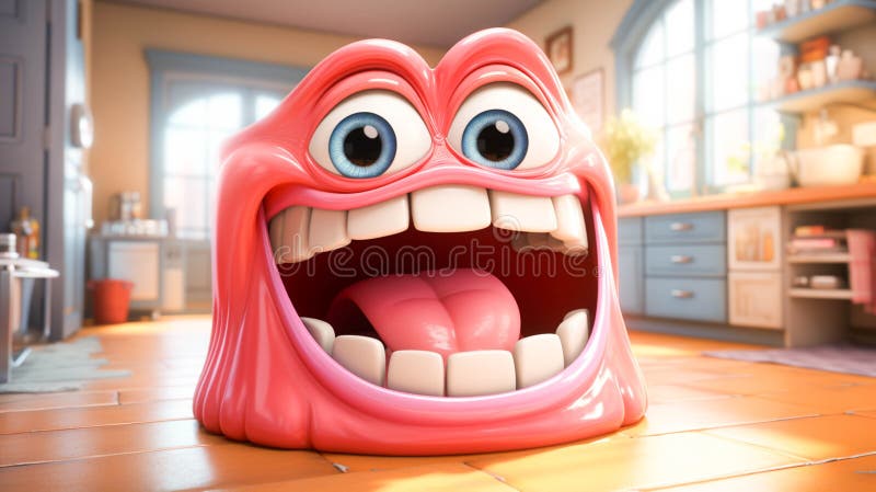 A Cartoon Character with Sharp Teeth and Eye Stock Illustration ...