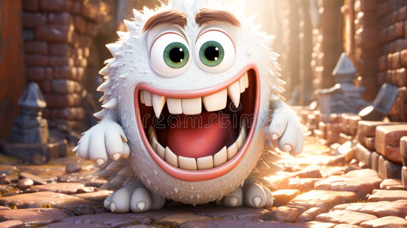 A Cartoon Character with Sharp Teeth and Eye Stock Illustration ...
