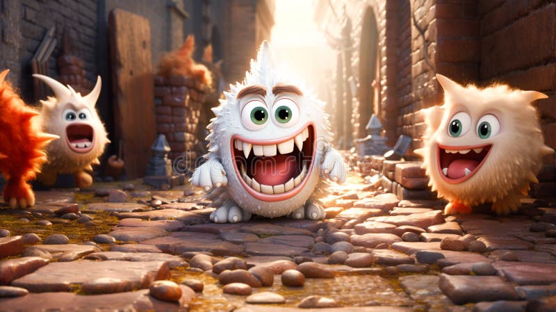 A Cartoon Character with Sharp Teeth and Eye Stock Illustration ...