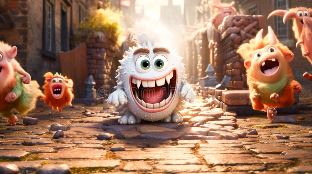 A Cartoon Character with Sharp Teeth and Eye Stock Illustration ...