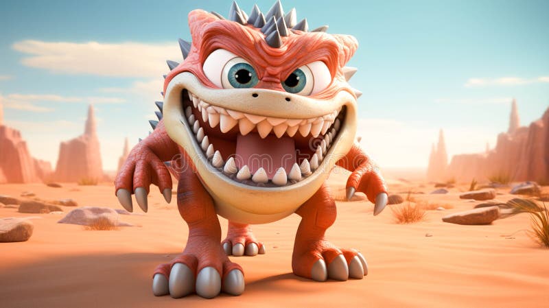A Cartoon Character with Sharp Teeth and Eye Stock Illustration ...
