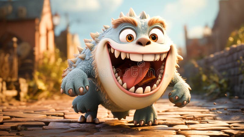 A Cartoon Character with Sharp Teeth and Eye Stock Illustration ...