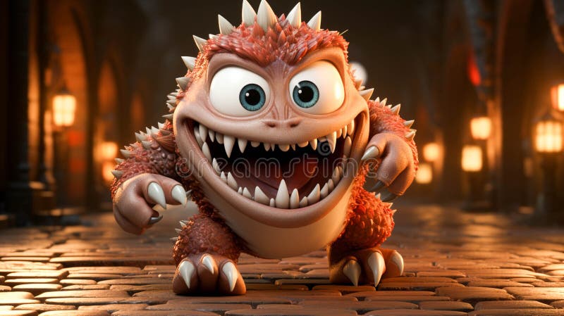 A Cartoon Character with Sharp Teeth and Eye Stock Illustration ...