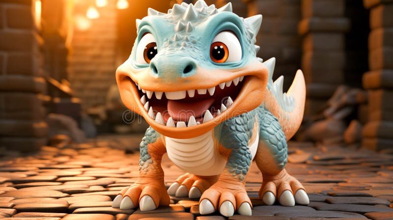 A Cartoon Character with Sharp Teeth and Eye Stock Illustration ...