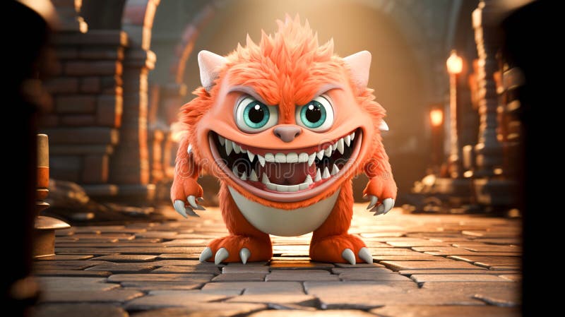 A Cartoon Character with Sharp Teeth and Eye Stock Illustration ...