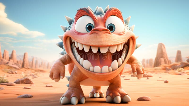 A Cartoon Character with Sharp Teeth and Eye Stock Illustration ...