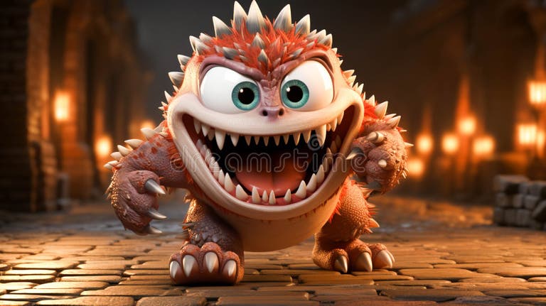 A Cartoon Character with Sharp Teeth and Eye Stock Illustration ...