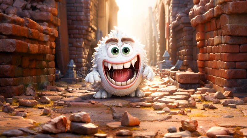 A Cartoon Character with Sharp Teeth and Eye Stock Illustration ...