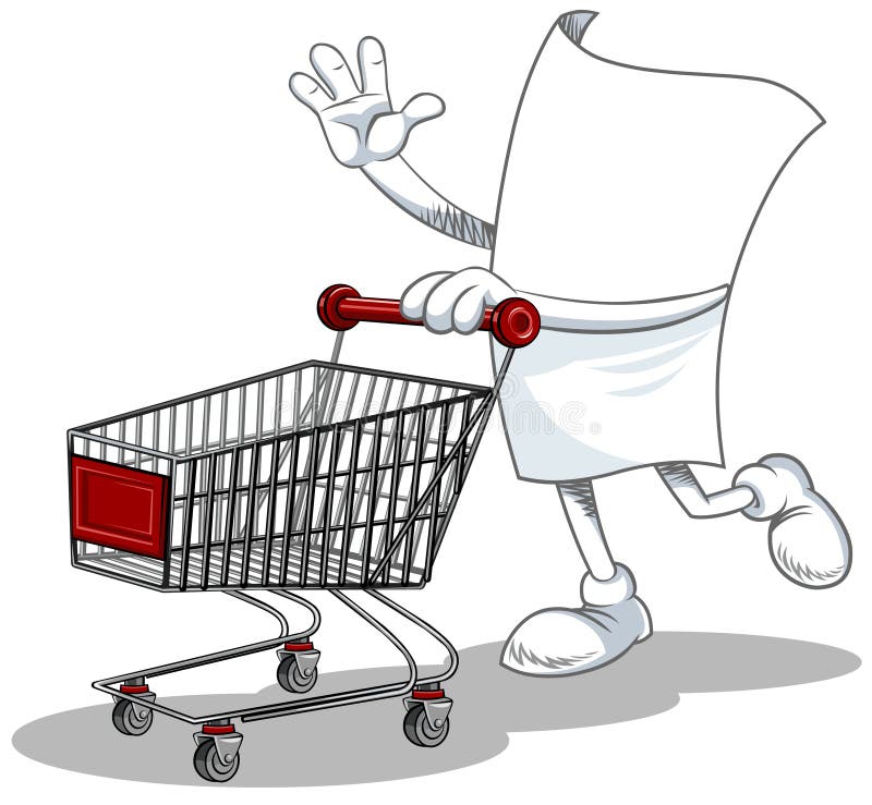 Cartoon Character with Shopping Cart Stock Vector - Illustration of ...