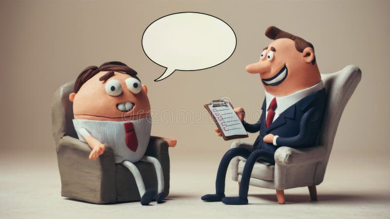A Cartoon Character Sitting in a Chair with Speech Bubble, AI Stock ...