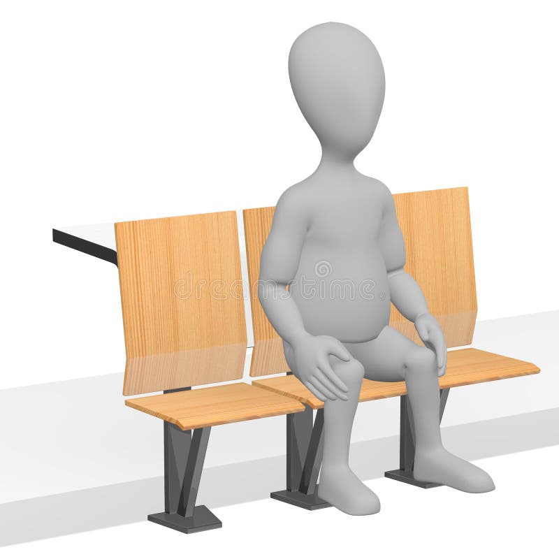 Cartoon Character Sitting and Waiting Stock Illustration - Illustration ...