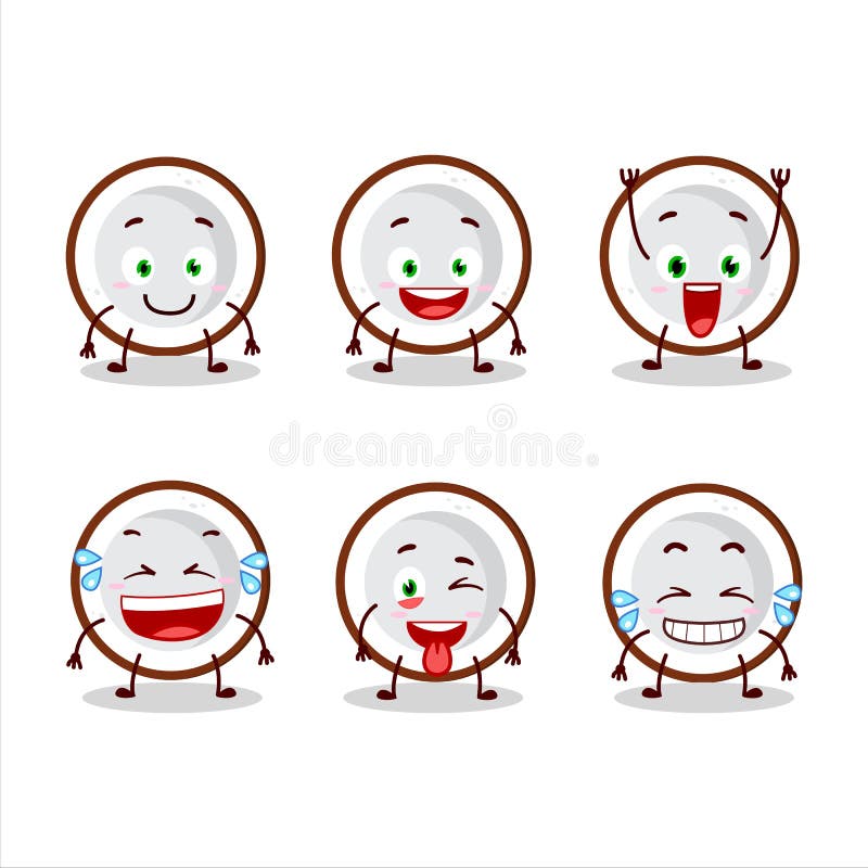 Cartoon Character of Slice of Coconut with Smile Expression Stock ...