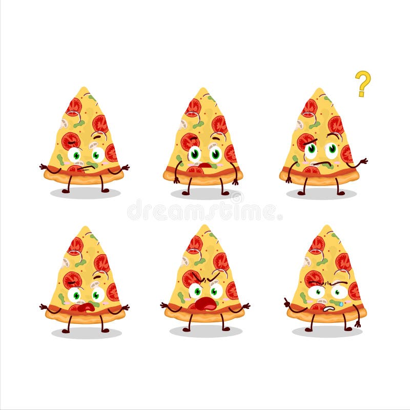 Cartoon Character of Slice of Tomato Cheese Pizza with What Expression ...