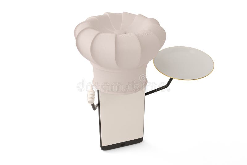 Cartoon Character of Smartphone Cook and Dish.3D Illustration. Stock ...