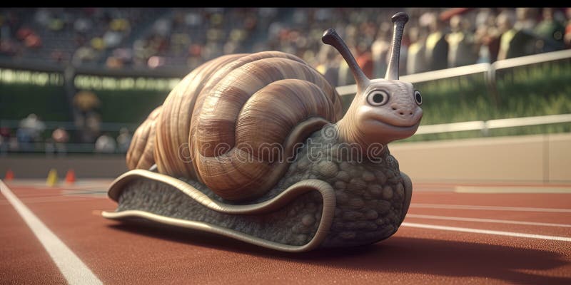 Cartoon Character Snail on a Running Track at the Stadium Stock Photo ...