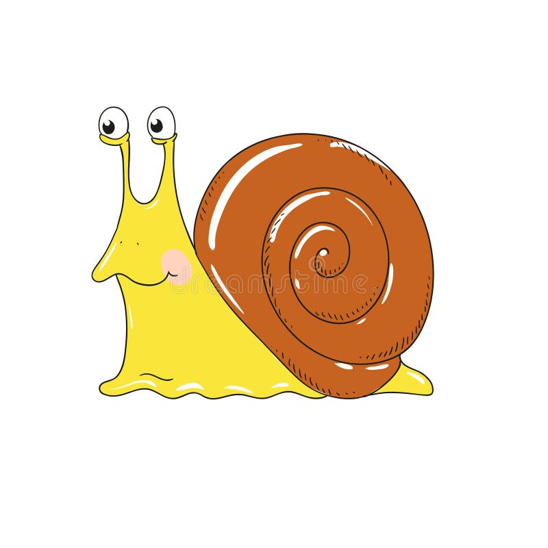 Cartoon Character Snail on White Background Stock Illustration ...