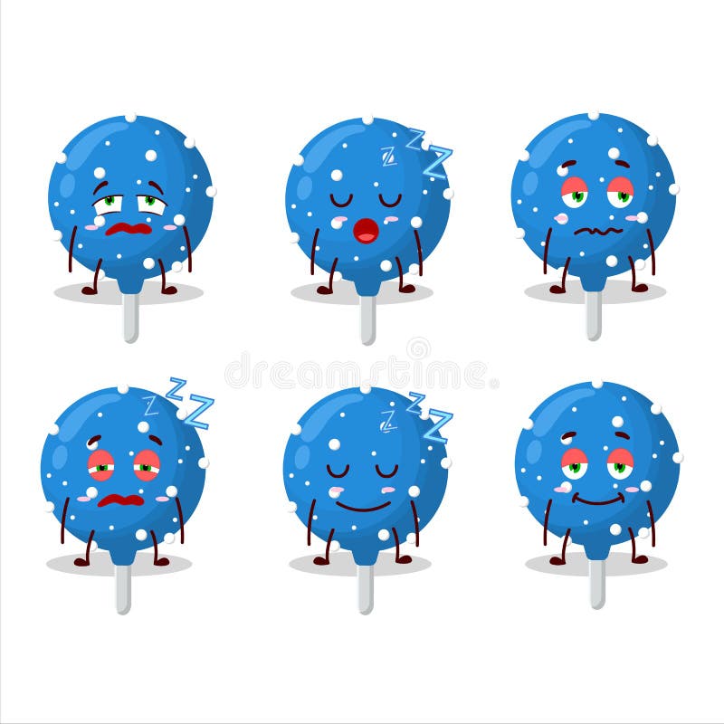 Cartoon Character of Snowflake Blue Candy with Sleepy Expression Stock ...