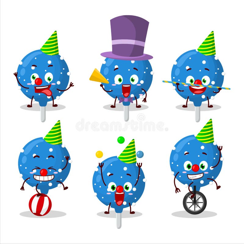 Cartoon Character of Snowflake Blue Candy with Various Circus Shows ...