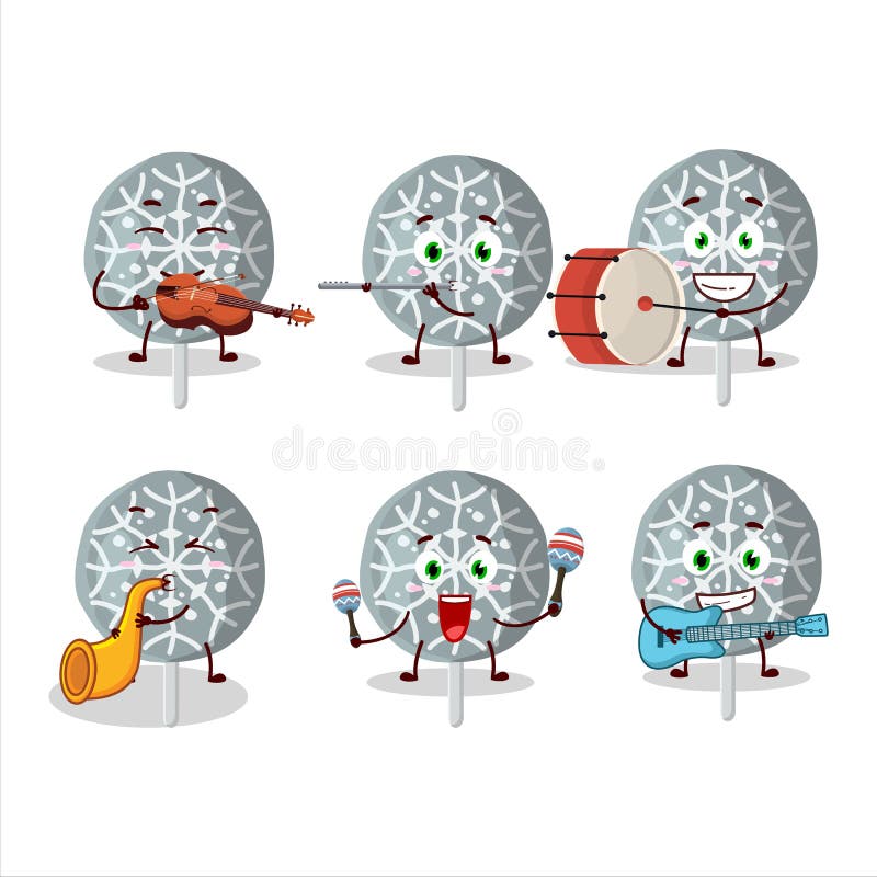 Cartoon Character Of Snowflake Cookies Candy Playing Some Musical