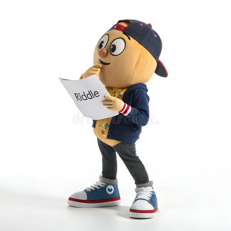 Cartoon Character Solving Riddles Isolated on White Background - Fun ...