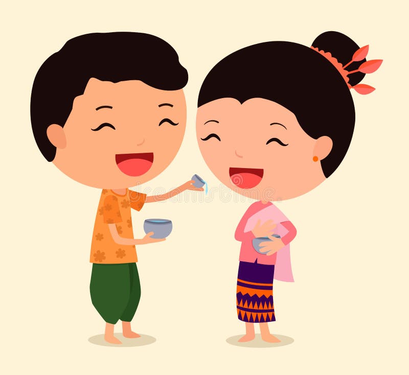 Cartoon Character Songkran 1 Stock Vector - Illustration of throw ...